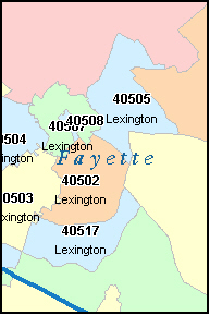 Lexington Kentucky Zip Code Map