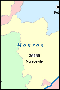 MONROE County, Alabama Digital ZIP Code Map