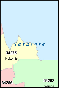 SARASOTA County, Florida Digital ZIP Code Map