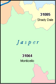 JASPER County, Georgia Digital ZIP Code Map