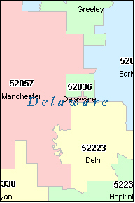 Delaware County Zip Code Map - Map
