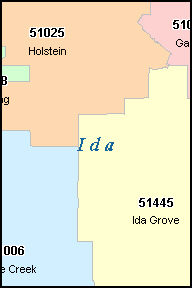 IDA County, Iowa Digital ZIP Code Map