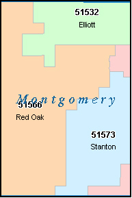 MONTGOMERY County, Iowa Digital ZIP Code Map