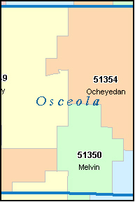 OSCEOLA County, Iowa Digital ZIP Code Map