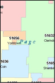PAGE County, Iowa Digital ZIP Code Map