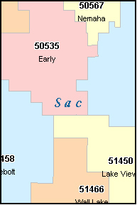 SAC County, Iowa Digital ZIP Code Map