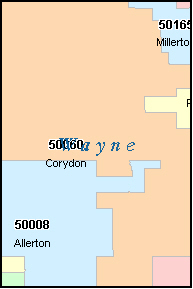 WAYNE County, Iowa Digital ZIP Code Map