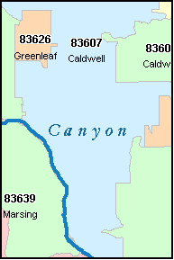 CANYON County, Idaho Digital ZIP Code Map