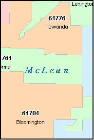 MCLEAN County, Illinois Digital ZIP Code Map