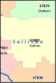 SULLIVAN County, Indiana Digital ZIP Code Map