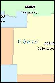 CHASE County, Kansas Digital ZIP Code Map