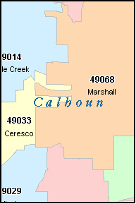 CALHOUN County, Michigan Digital ZIP Code Map