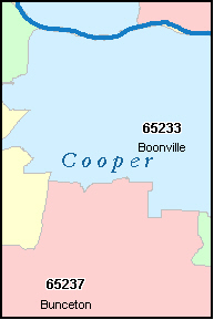 Cooper County Missouri Digital Zip Code Map - Bank2home.com
