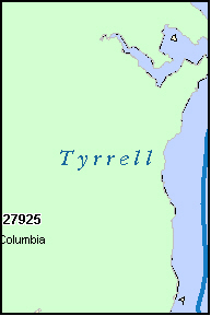 TYRRELL County, North Carolina Digital ZIP Code Map