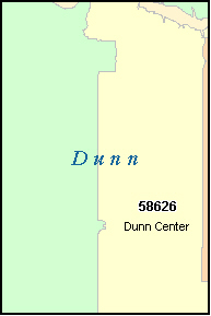DUNN County, North Dakota Digital ZIP Code Map