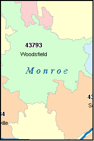 MONROE County, Ohio Digital ZIP Code Map