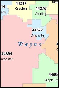 WAYNE County, Ohio Digital ZIP Code Map