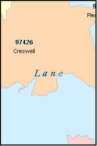 LANE County, Oregon Digital ZIP Code Map