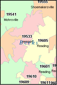 BERKS County, Pennsylvania Digital ZIP Code Map