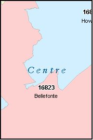 CENTRE County, Pennsylvania Digital ZIP Code Map