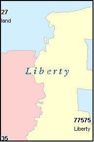 LIBERTY County, Texas Digital ZIP Code Map