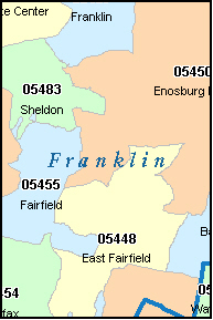 FRANKLIN County, Vermont Digital ZIP Code Map
