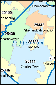JEFFERSON County, West Virginia Digital ZIP Code Map